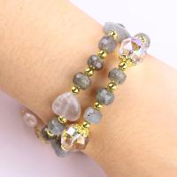 China 7mm Multifaceted Labradorite Freshwater Pearl Bear Charm Beaded Bracelet Unisex Jewelry for sale