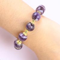 China 12mm Dream Amethyst Spinner Flower Charm Bracelet Natural Crystal Beaded Jewelry Unisex Gift for sale