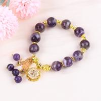 China 12mm Dream Amethyst Spinner Flower Charm Bracelet Natural Crystal Beaded Jewelry Unisex Gift for sale