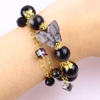 China Golden Obsidian Butterfly Round Bead Bracelet 8mm Stretch Unisex Jewelry for sale