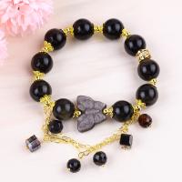China Golden Obsidian Butterfly Round Bead Bracelet 8mm Stretch Unisex Jewelry for sale