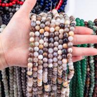 China 8mm Natural Bamboo Agate Gemstone Beads for Jewelry Making - 10 Strands Minimum Order - Genuine Round Bulk Beads for sale