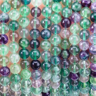 China 8mm Colored Fluorite Gemstone Beads Healing Crystal Stone Strand 45cm for Jewelry Making for sale