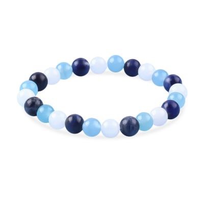 China Custom 8mm Natural Crystal Gemstone Bracelet - Clear Quartz Sodalite Blue Chalcedony Beads 4-12mm Sizes for sale