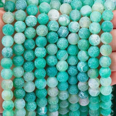 China 8mm Green Weathered Agate Natural Crystal Beads Round Smooth Bulk for Bracelet Necklace DIY Jewelry Making for sale