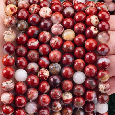 China Natural Red Jasper Gemstone Beads 8mm Round Polished for DIY Jewelry Making Bulk Strands for sale