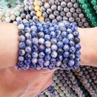 China Natural Blue Dot Stone 8mm Round Loose Beads for Handmade Jewelry Making for sale