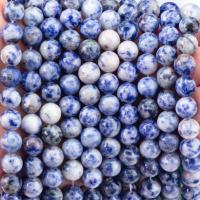 China Natural Blue Dot Stone 8mm Round Loose Beads for Handmade Jewelry Making for sale