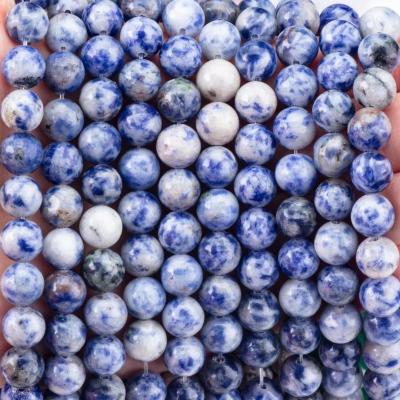 China Natural Blue Dot Stone 8mm Round Loose Beads for Handmade Jewelry Making for sale