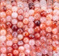 China Healing Energy Red Fire Quartz Round Semi Precious Gemstone Beads for sale