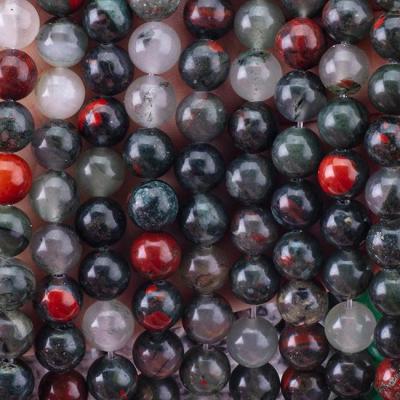 China 8mm African Blood Stone Beads 45cm Strand Natural Gemstone for Jewelry Making DIY for sale
