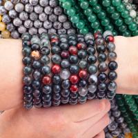 China 8mm African Blood Stone Beads 45cm Strand Natural Gemstone for Jewelry Making DIY for sale