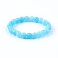 China Natural Aquamarine Healing Bracelet 8mm Beads Handmade Elastic Gemstone Jewelry OEM for sale