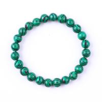China Natural Malachite Bead Bracelet 4-12mm Sizes with Custom Elastic Band and Gift Packaging Options for sale