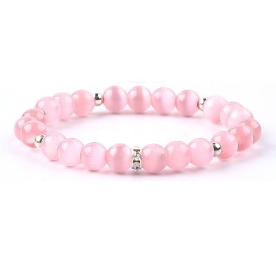 China Customizable 4mm-12mm Natural Cat's Eye Gemstone Bracelet with Elastic Design for Fashion Accessories for sale