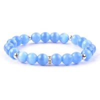 China Customizable 4mm-12mm Natural Cat's Eye Gemstone Bracelet with Elastic Design for Fashion Accessories for sale