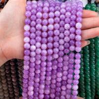 China 8mm Violet Jade Gemstone Beads 45cm Strand Healing Crystal Stone for Jewelry Making for sale