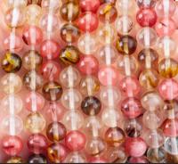 China Natural Watermelon Rind Quartz Loose Beads 4mm to 12mm Round Semi Precious Stones for Jewelry Making for sale