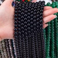 China Natural Black Obsidian 8mm Round Loose Gemstone Beads for DIY Jewelry Making for sale