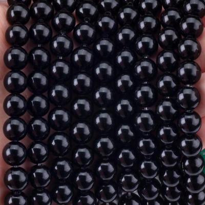 China Natural Black Obsidian 8mm Round Loose Gemstone Beads for DIY Jewelry Making for sale
