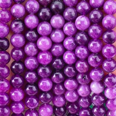 China 8mm Dark Violet Jade Gemstone Beads 45cm Strand Healing Crystal Stone for Jewelry Making for sale