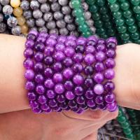 China 8mm Dark Violet Jade Gemstone Beads 45cm Strand Healing Crystal Stone for Jewelry Making for sale