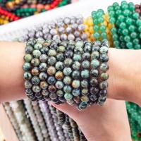 China Natural African Turquoise 8mm Round Loose Gemstone Beads for DIY Jewelry Making 15 inch Strand for sale