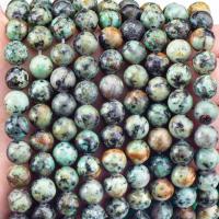China Natural African Turquoise 8mm Round Loose Gemstone Beads for DIY Jewelry Making 15 inch Strand for sale