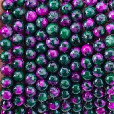 China Natural Epidote Gemstone Beads 8mm Round Dark Ruby Zoisite Healing Crystal Stone Strand for Jewelry Making for sale