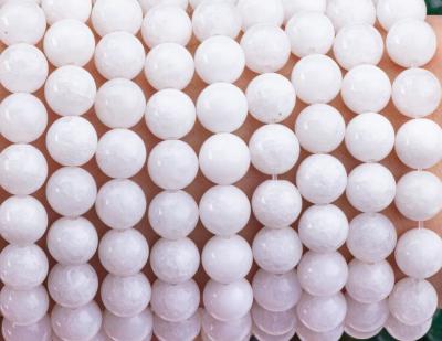 China Natural White Jade Loose Bead Strands 4-12mm Semi Precious Stone for DIY Jewelry Making for sale