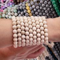 China 8mm White Fossil River Jasper Round Natural Stone Loose Beads for Jewelry Making for sale