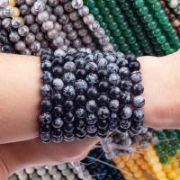 China 8mm Black Snowflake Obsidian Gemstone Beads 45cm Strand for Jewelry Making DIY for sale