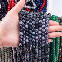 China 8mm Black Snowflake Obsidian Gemstone Beads 45cm Strand for Jewelry Making DIY for sale