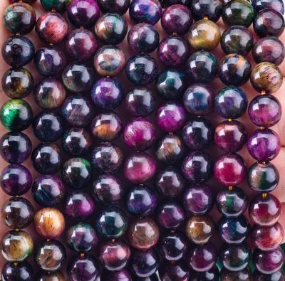 China Natural Rainbow Tiger's Eye Loose Bead Strands 4-12mm Semi Precious Stone for DIY Jewelry Making for sale