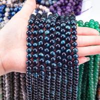 China Natural Ink Blue Tiger's Eye Loose Bead Strands 4-12mm Semi Precious Stone for DIY Jewelry for sale