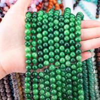 China Natural Dark Green Jadeite 8mm Round Loose Beads Gemstone Beads for DIY Jewelry Making for sale