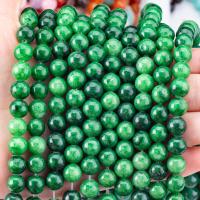 China Natural Dark Green Jadeite 8mm Round Loose Beads Gemstone Beads for DIY Jewelry Making for sale