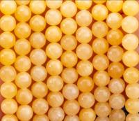 China Natural Cream Yellow Jade Crystal Gemstone Loose Beads 4-12mm Round Strands for DIY Jewelry Making for sale