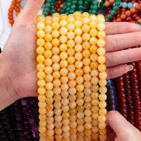 China Natural Cream Yellow Jade Crystal Gemstone Loose Beads 4-12mm Round Strands for DIY Jewelry Making for sale