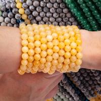 China Natural Cream Yellow Jade Crystal Gemstone Loose Beads 4-12mm Round Strands for DIY Jewelry Making for sale