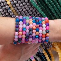 China Natural Rainbow Weathered Agate Loose Bead Strands 4-12mm Frosted Round Semi Precious Stone for DIY Jewelry for sale