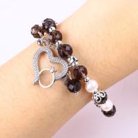 China Natural Smoky Quartz 8mm Round Bead Stretch Bracelet White Pearl Charm Reiki Healing Unisex Jewelry for sale