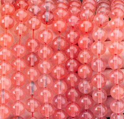 China Natural Rose Cherry Quartz Loose Bead Strands 4-12mm Round Semi Precious Stone for DIY Jewelry Making for sale