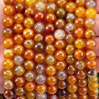 China Natural Darker Yellow Dragon Agate 8MM Round Loose Beads for Jewelry Making Keychain DIY for sale