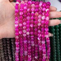 China Natural Fuchsia Striped Agate Loose Bead Strands 4-12mm Round for Jewelry Making for sale