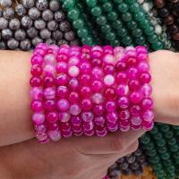 China Natural Fuchsia Striped Agate Loose Bead Strands 4-12mm Round for Jewelry Making for sale