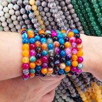 China Rainbow Stripped Agate Loose Bead Strands Semi Precious Stone for DIY Jewelry Making for sale