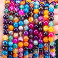 China Rainbow Stripped Agate Loose Bead Strands Semi Precious Stone for DIY Jewelry Making for sale