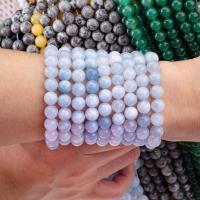 China Natural Light Aquamarine Loose Bead Strands 4-12mm Round Crystal Gemstone for DIY Jewelry Making for sale