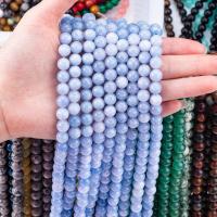 China Natural Dark Aquamarine Gemstone Beads 4-12mm Round Loose Bead Strands for Jewelry Making for sale